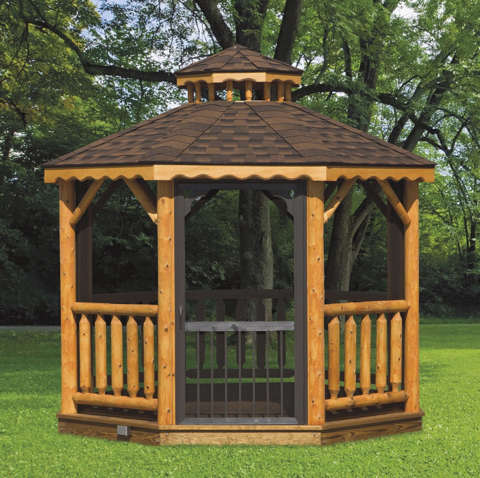 Rustic Log Screened Gazebo Amish Made Gazebos For Sale Rustic Log Screened Gazebo Amish Made Gazebos For Sale